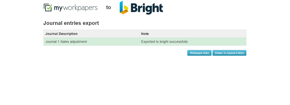 Exporting Journal Entries To Bright – MyWorkpapers