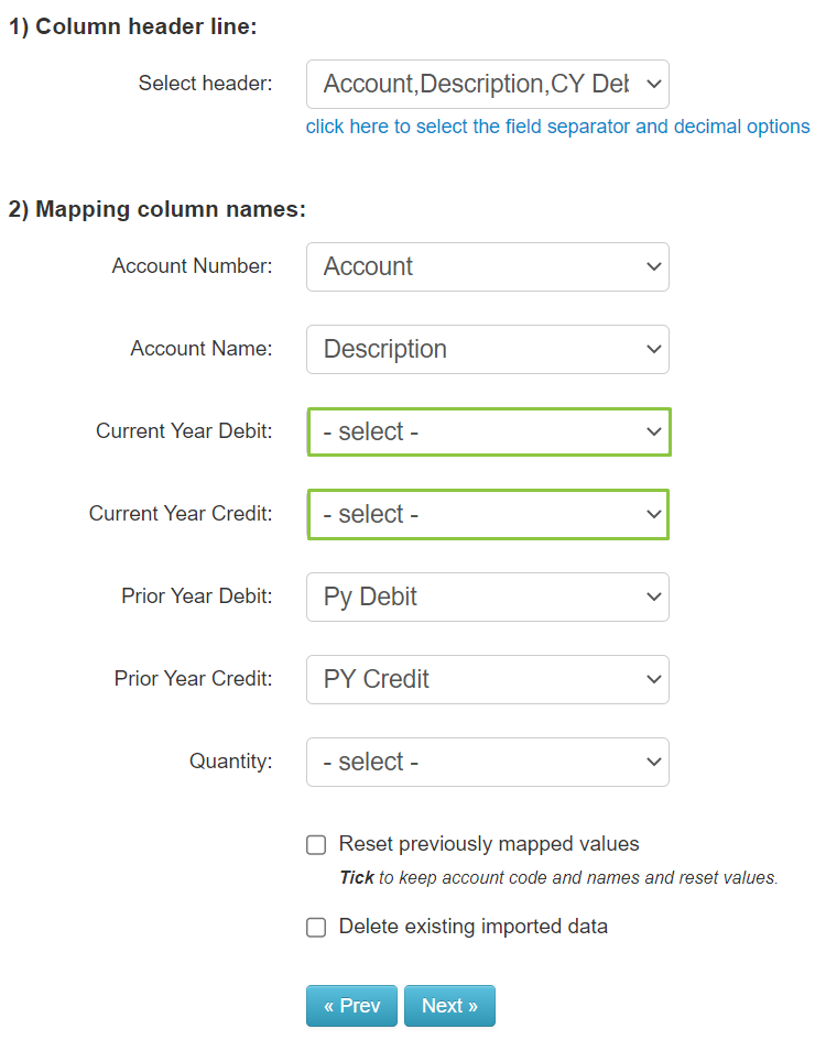 Prior Year Figures Import Via CSV – MyWorkpapers