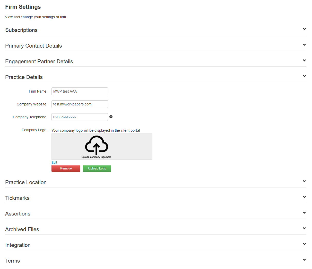Accessing firm settings – MyWorkpapers