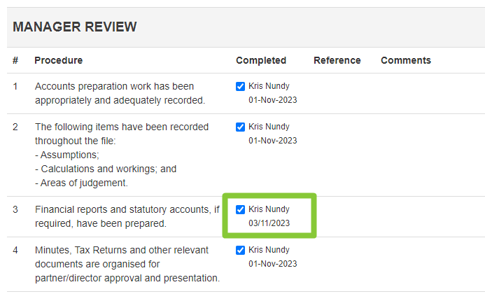 Changing the sign-off date and one click sign-off – MyWorkpapers