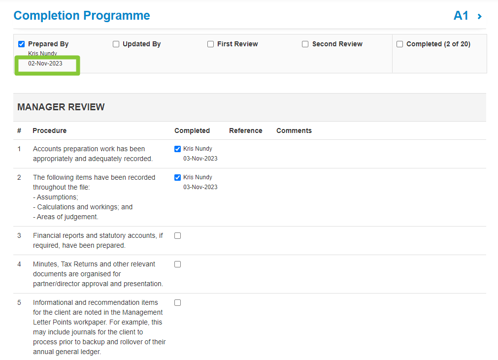 Changing the sign-off date and one click sign-off – MyWorkpapers