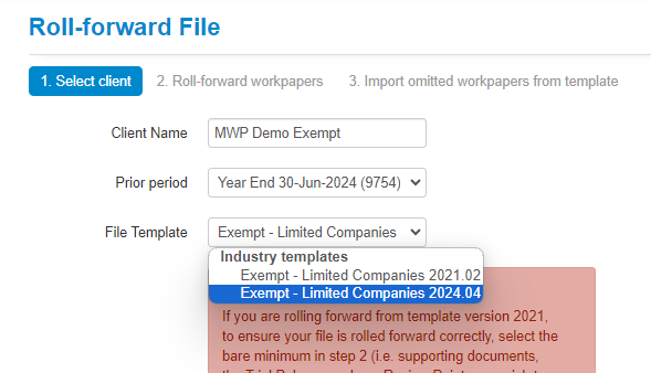 Rolling Forward Your File (Mercia Exempt Changes 2024) – MyWorkpapers